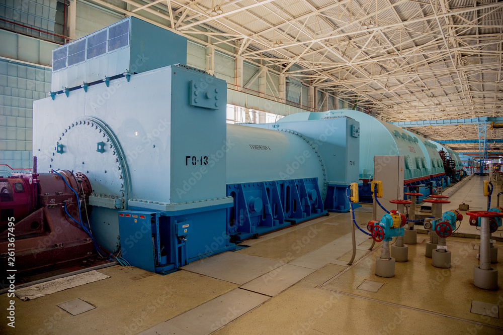 Turbo generator with hydrogen cooling at the machinery room of Nuclear ...
