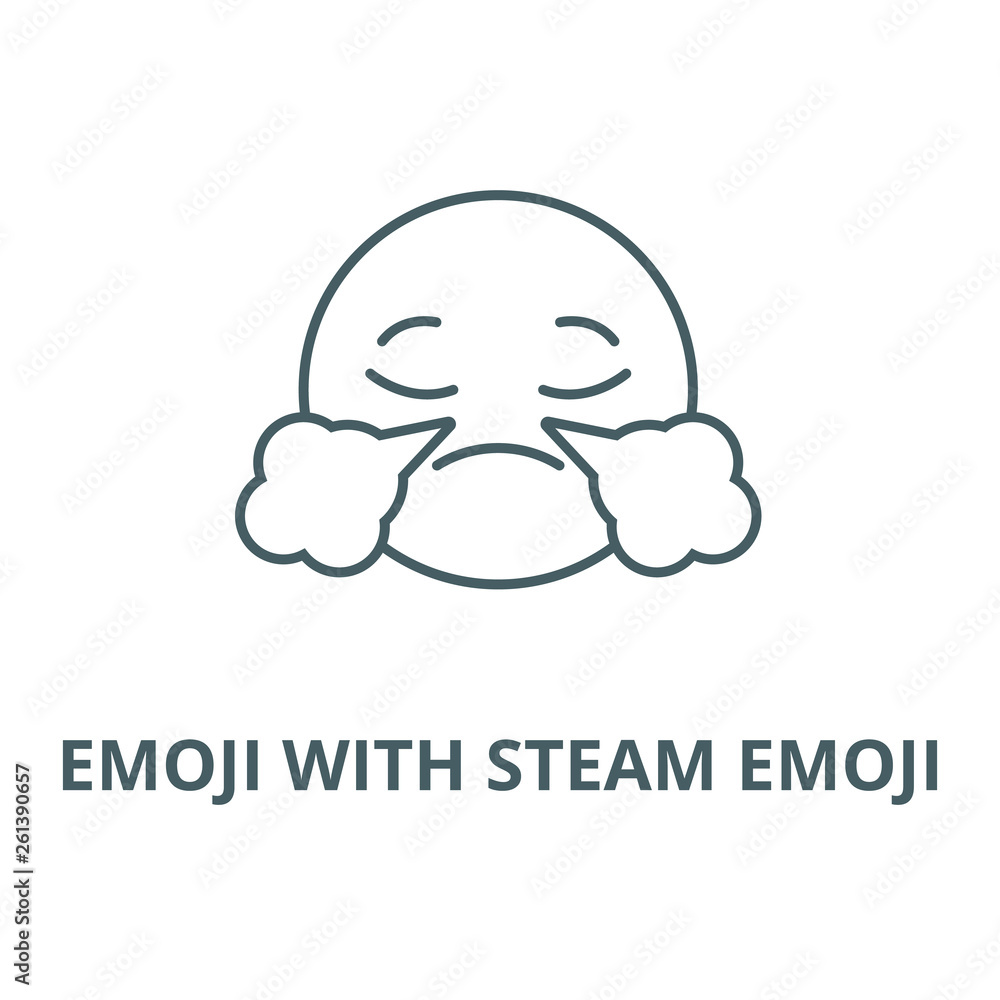 Emoji with steam emoji line icon, vector. Emoji with steam emoji ...