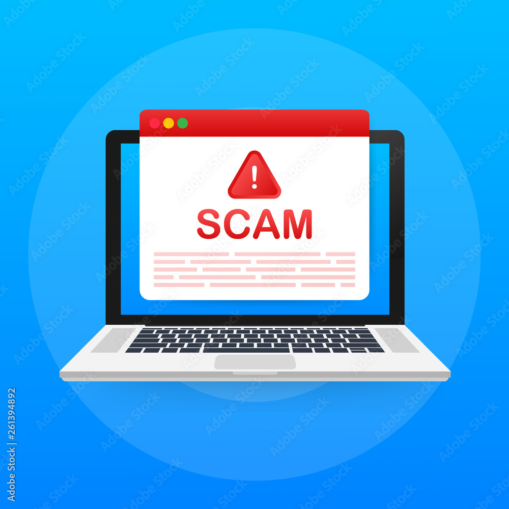 Scam alert. Hacker attack and web security vector concept, phishing ...