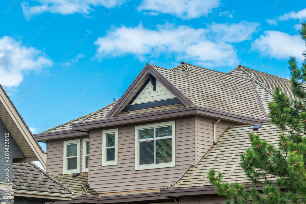 The top of the house or apartment building with nice window Stock Photo ...