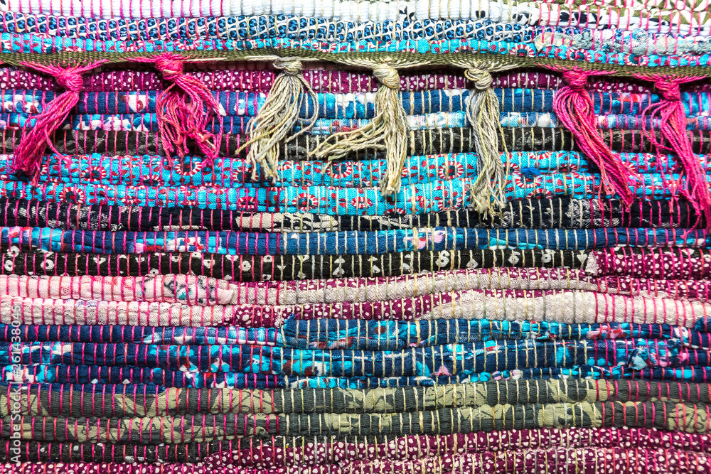 Needlework. Textile background with fabric texture with horizontal ...