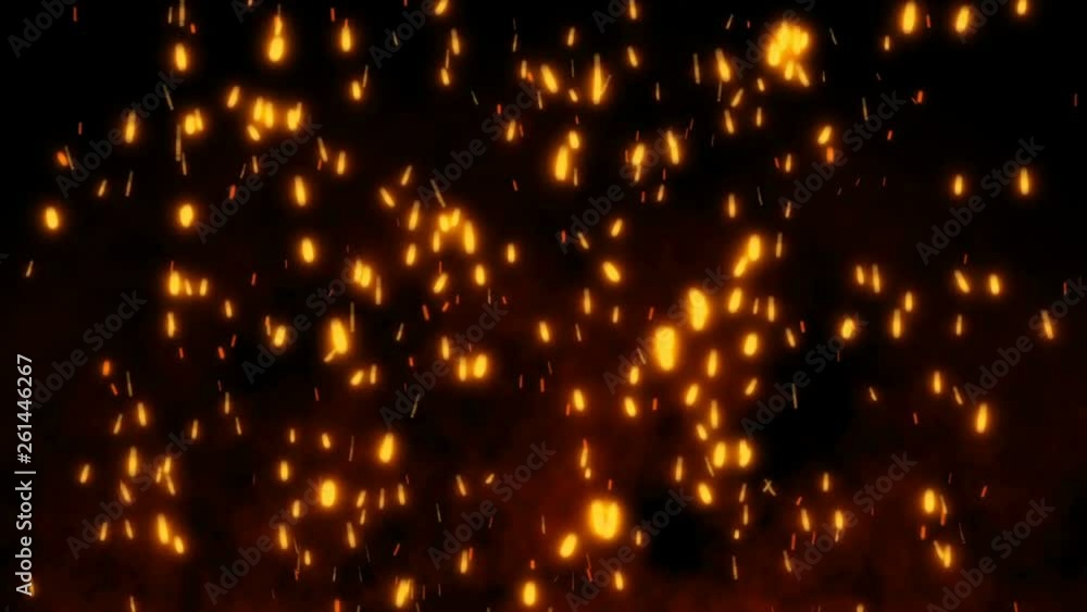 Burning hot bonfire fire sparks on a dark background. Cartoon fire ...