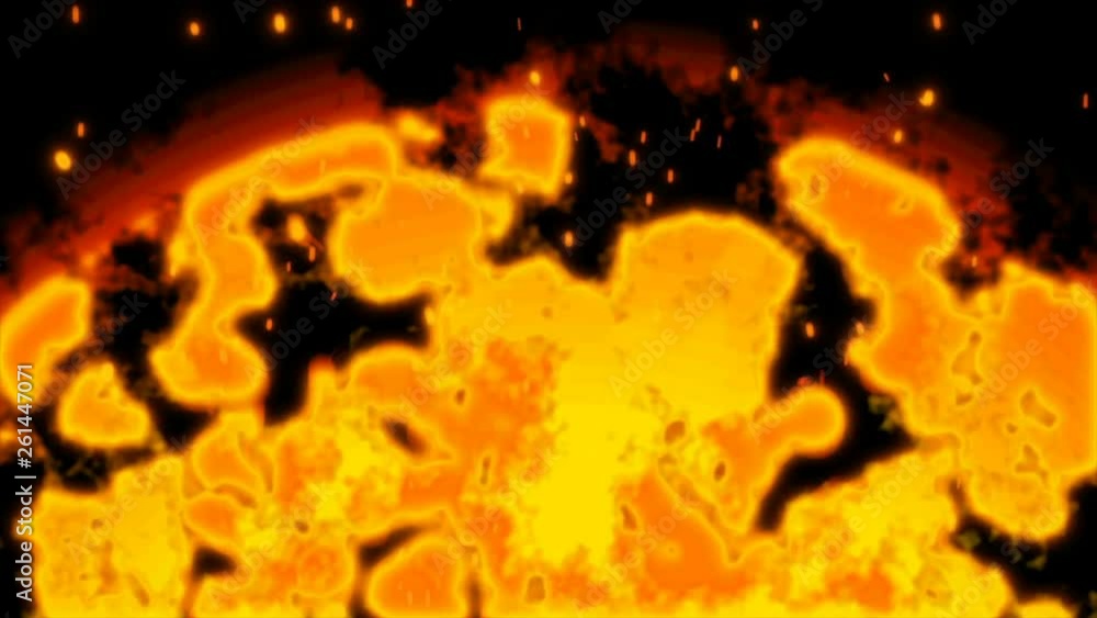 Burning hot bonfire fire sparks on a dark background. Cartoon fire ...