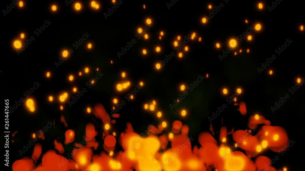Burning hot bonfire fire sparks on a dark background. Cartoon fire ...