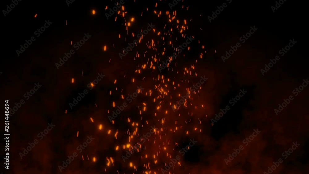 Burning hot bonfire fire sparks on a dark background. Cartoon fire ...