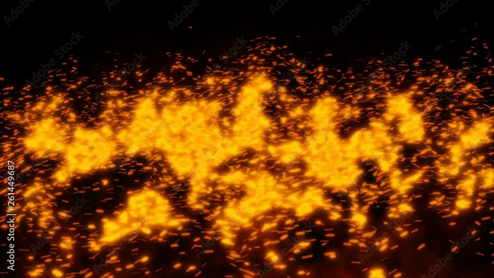 Burning hot bonfire fire sparks on a dark background. Cartoon fire ...