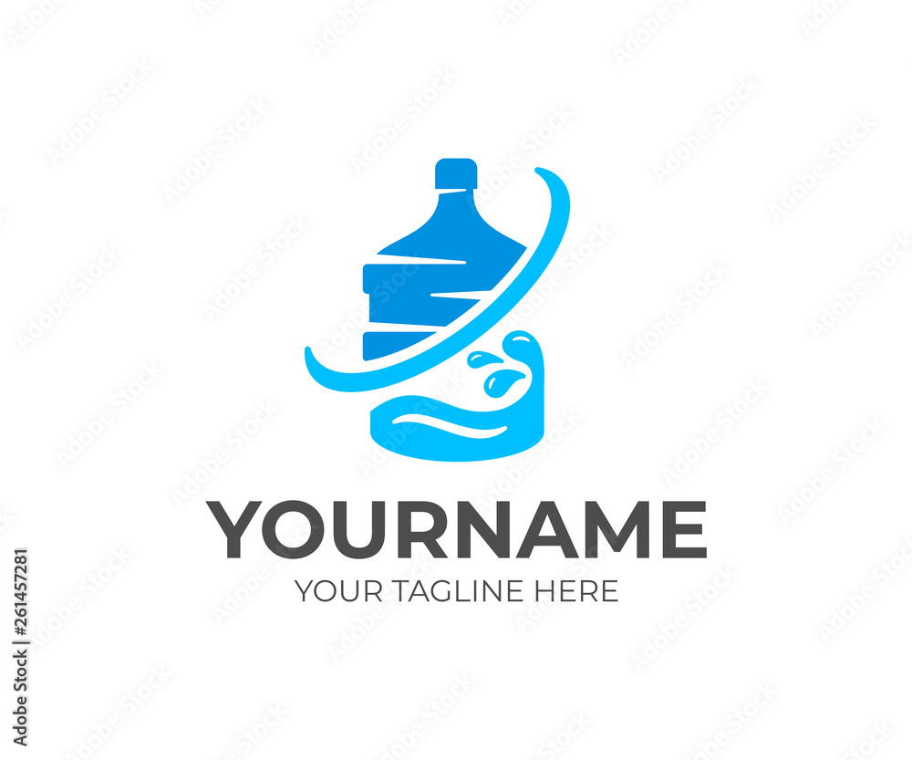 Water store and plastic bottle of water with waves, logo design. Drink ...
