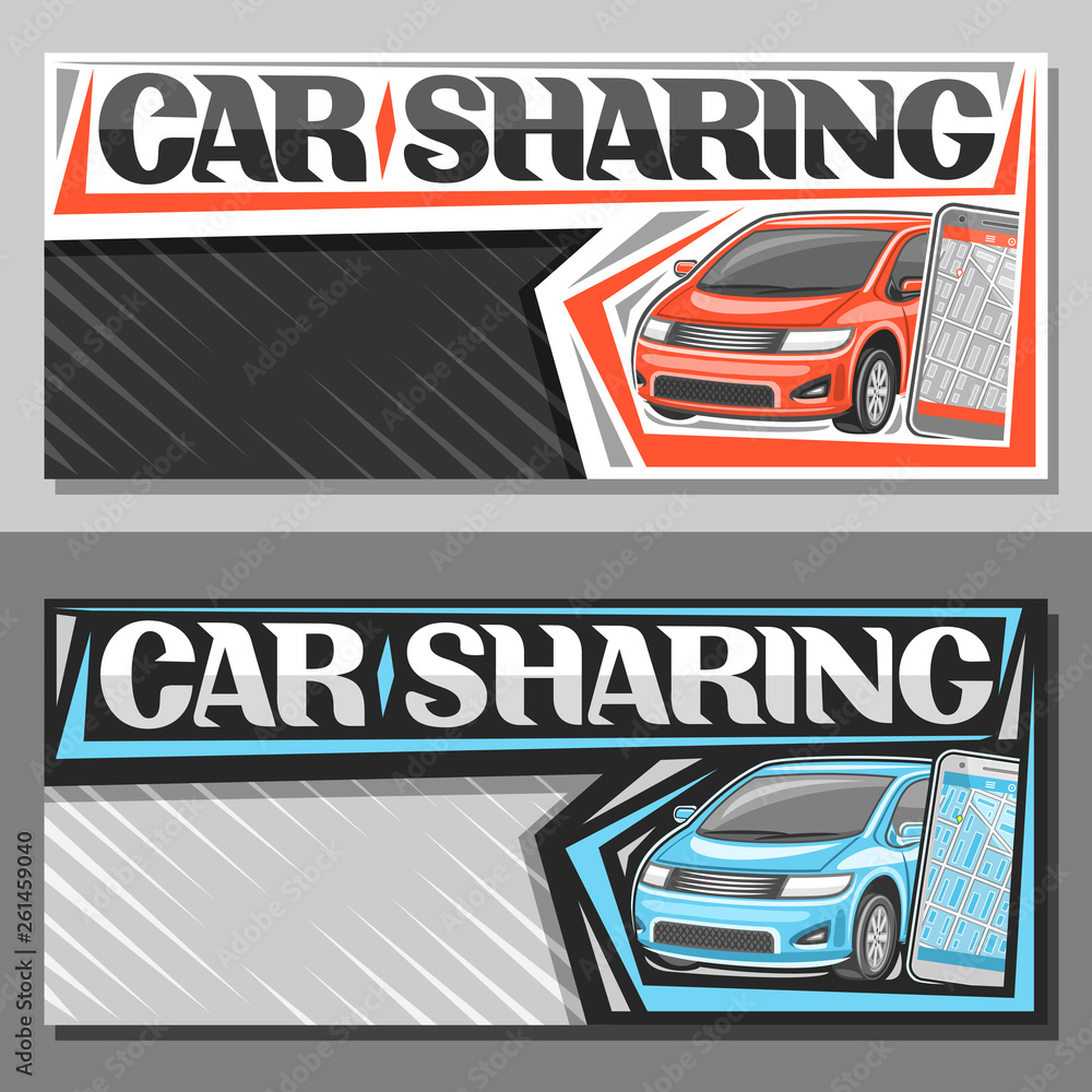 Vector banners for Car Sharing with copy space, signage with red and ...
