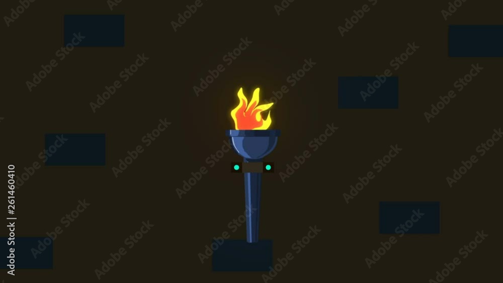 Ancient Knights Torch, Olympic Torch on Wall texture background with 2d ...