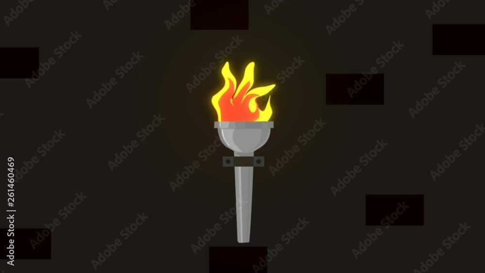 Ancient Knights Torch, Olympic Torch on Wall texture background with 2d ...