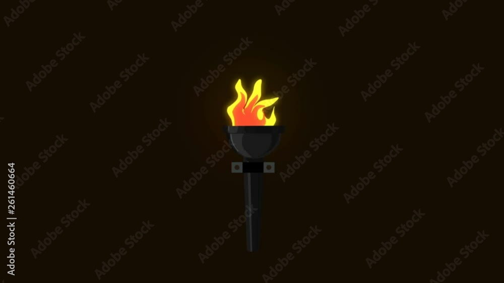Ancient Knights Torch, Olympic Torch on Wall texture background with 2d ...