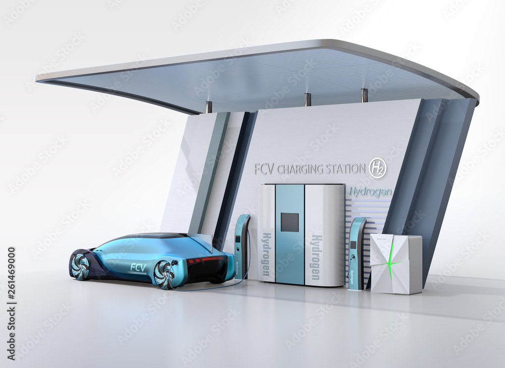 Fuel Cell powered autonomous car filling gas in Fuel Cell Hydrogen ...