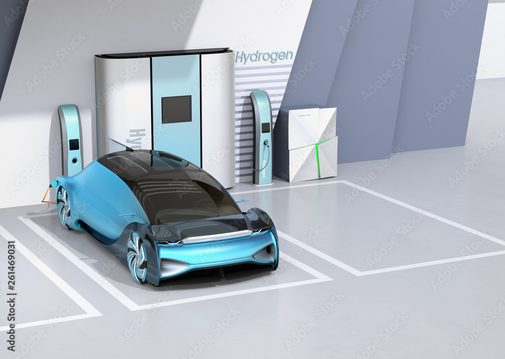Fuel Cell powered autonomous car filling gas in Fuel Cell Hydrogen ...