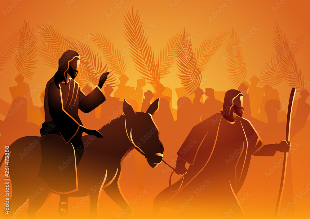 Jesus comes to Jerusalem as King Stock Vector | Adobe Stock