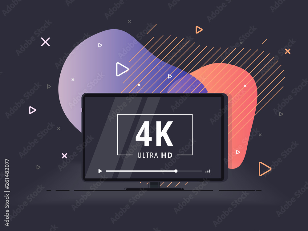 Modern abstract screen tv with 4k Ultra HD video technology. LED ...