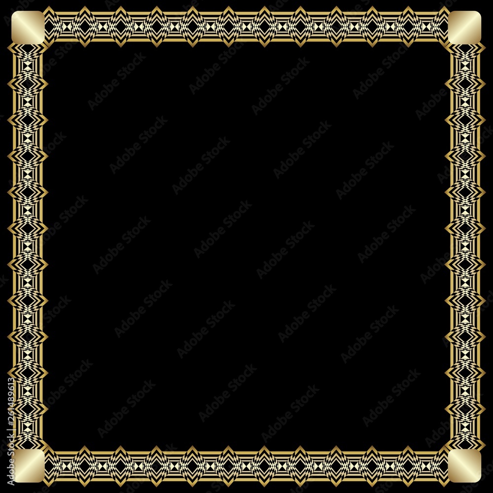 Elegant square border with 3d embossed effect. Ornate luxurious golden ...
