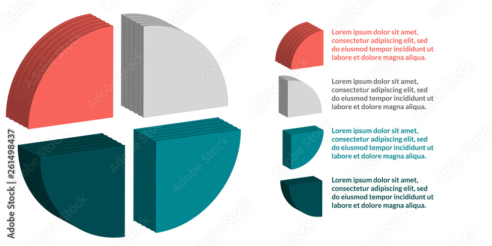3D infographic diagram data visualization template with 4 options ...