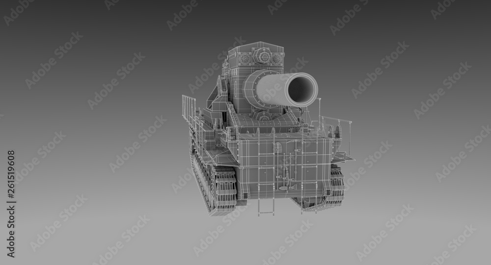 Wire Frame - 60cm German Siege Mortar Karl on turn tabele 02 Stock ...