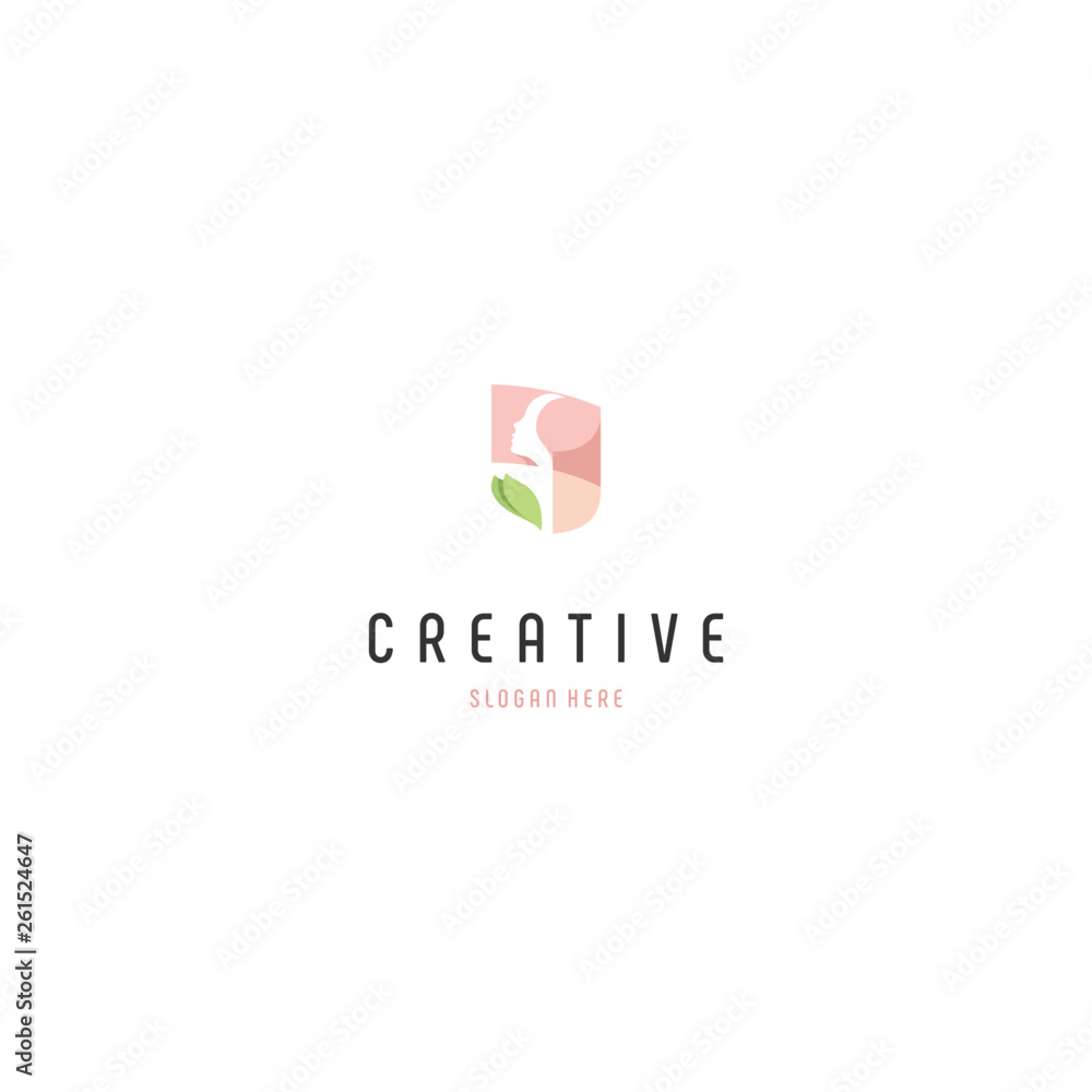 Beauty Face Naturally Skin Cosmetic Logo Design Element Template Vector ...