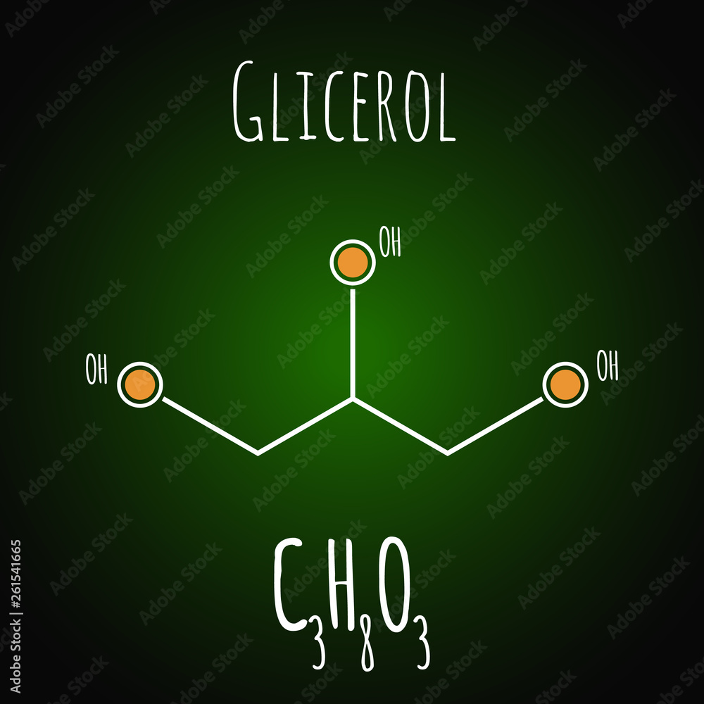 Structural chemical formula of glycerol molecule, science illustration ...