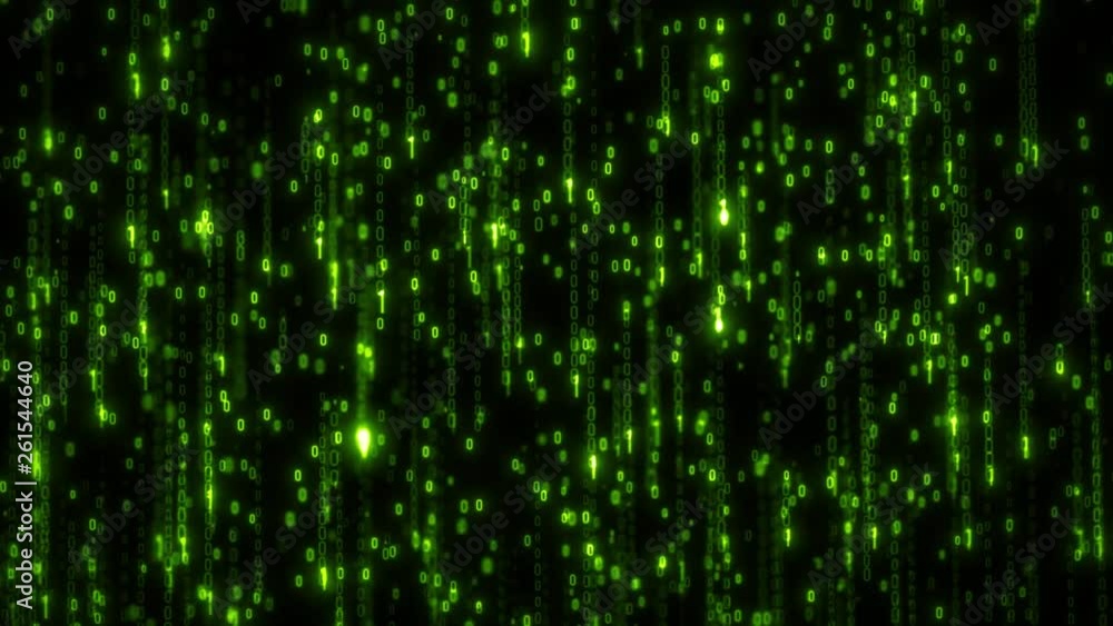 Computer Binary Code Data Falling Loop/ 4k animation of an abstract ...