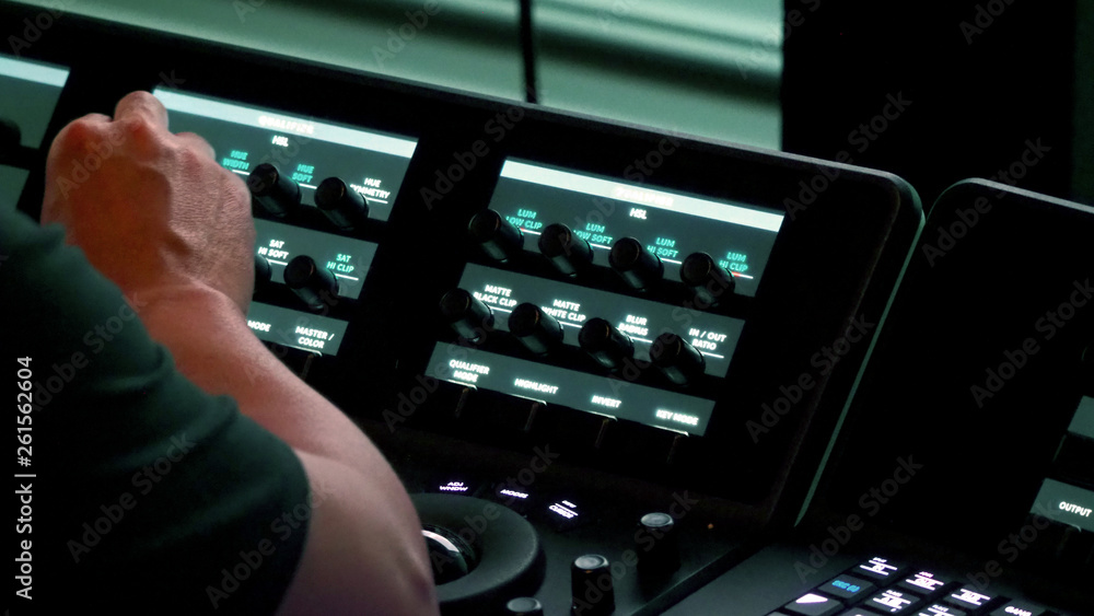 Blurry images of telecine controller machine transferring motion ...