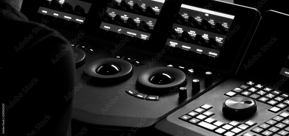 Blurry images of telecine controller machine transferring motion ...