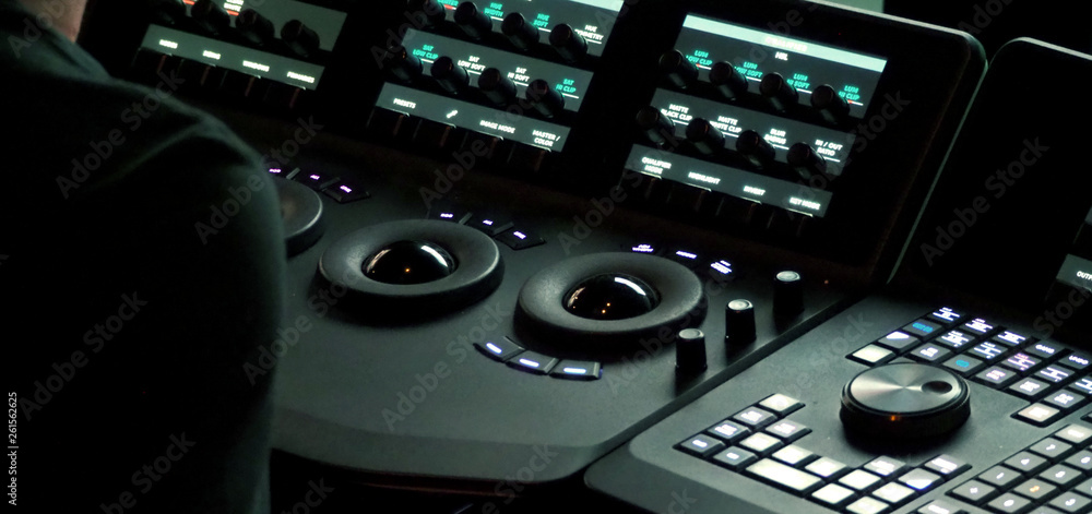 Blurry images of telecine controller machine transferring motion ...