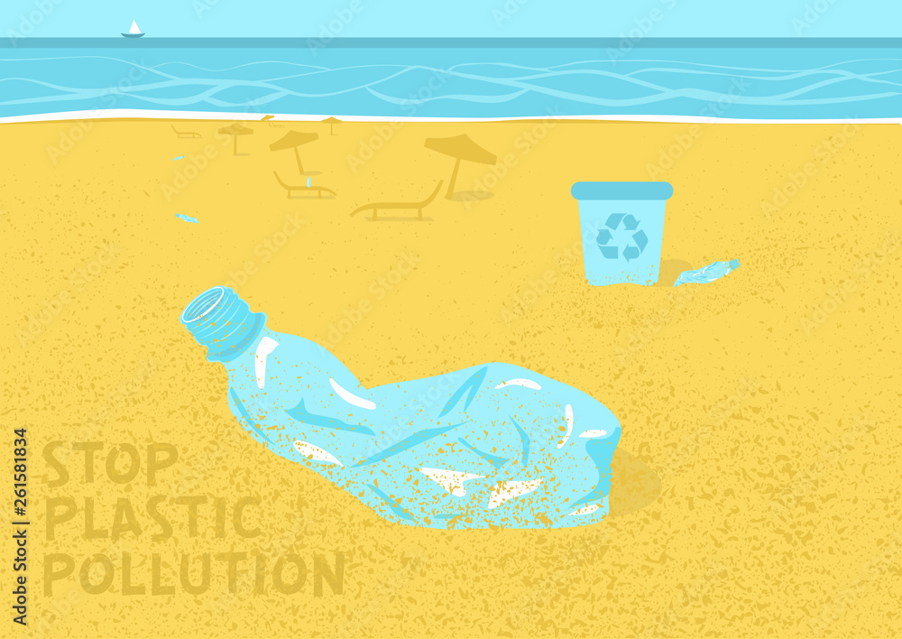 Stop plastic pollution, agitation poster. Ecological concept poster ...