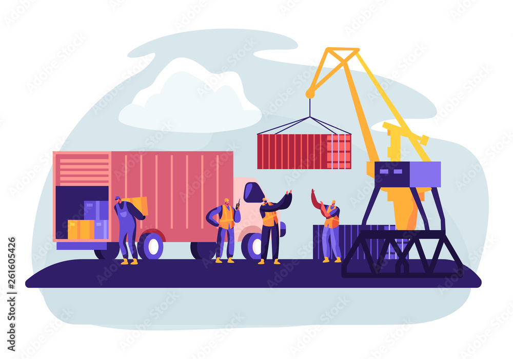 Truck Loading Cartoons With Cranes