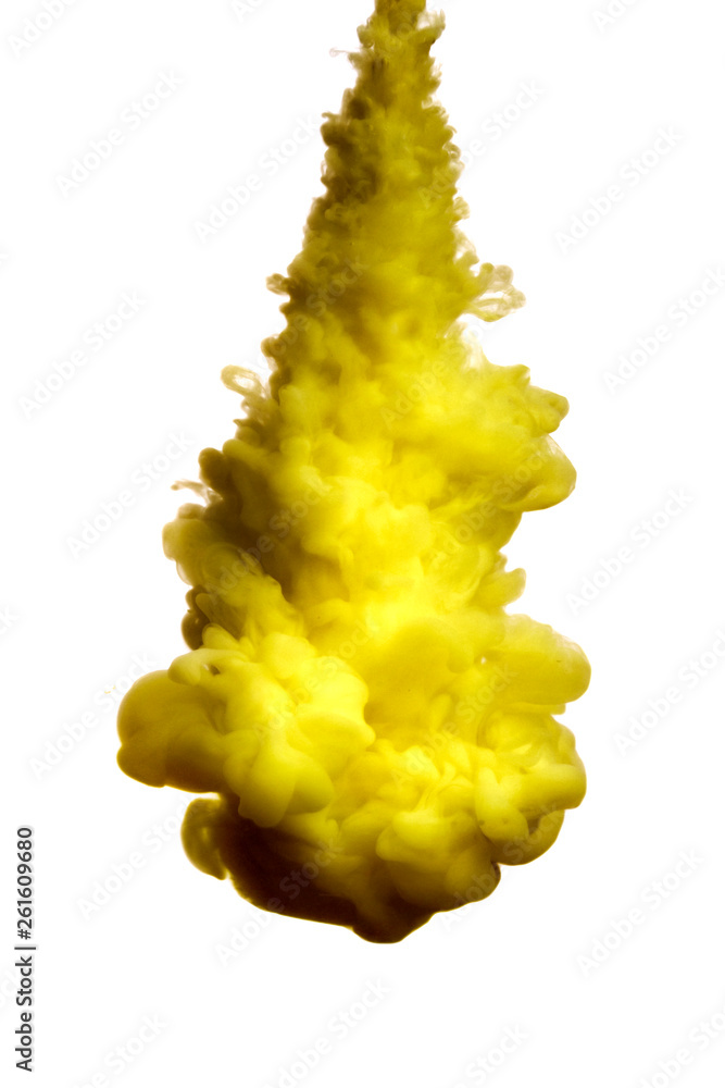 Ink swirl in water isolated on white background. The paint in the water ...