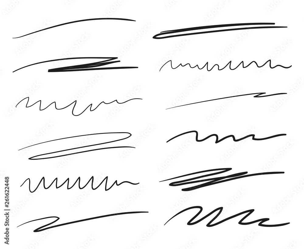 Hand drawn underlines on white. Abstract backgrounds with array of ...
