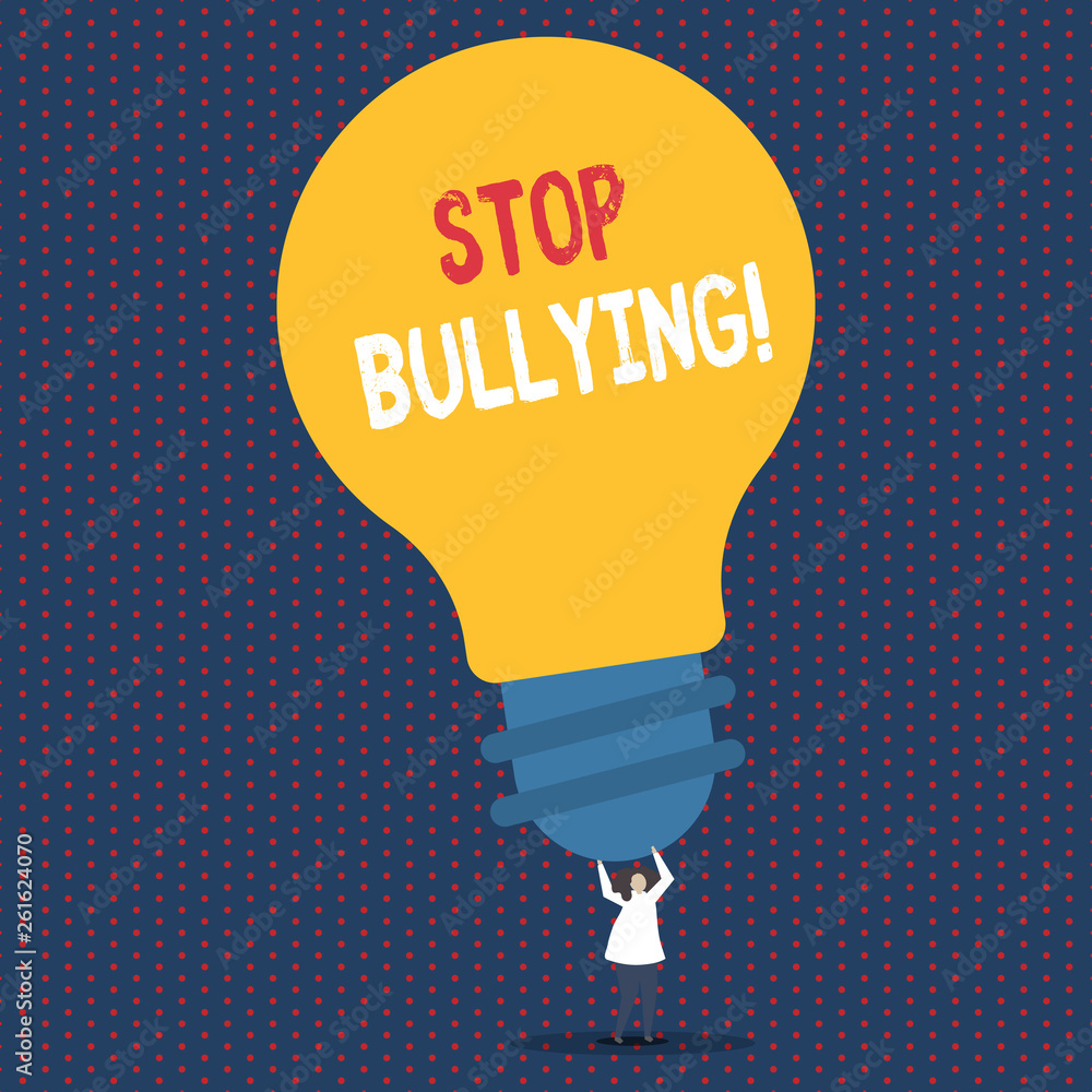 Text sign showing Stop Bullying. Business photo showcasing no ...