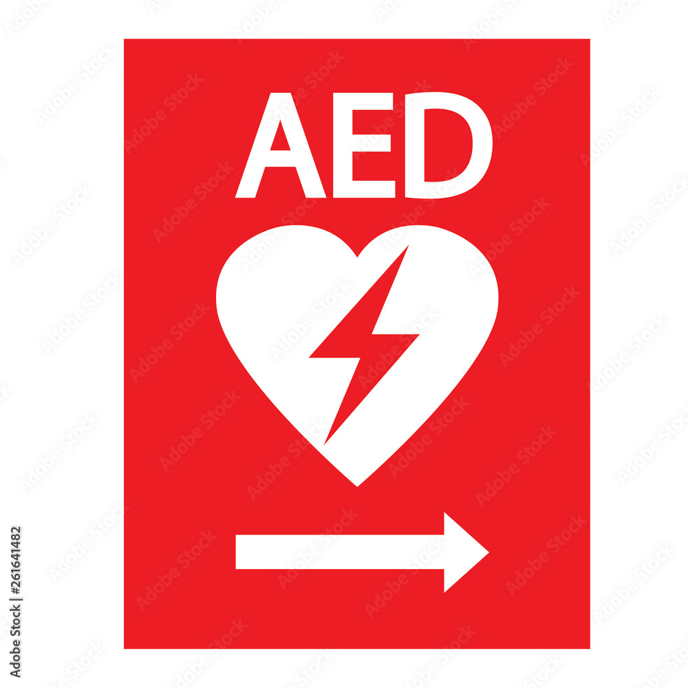 AED,automated external defibrillator / aed sign with heart and ...