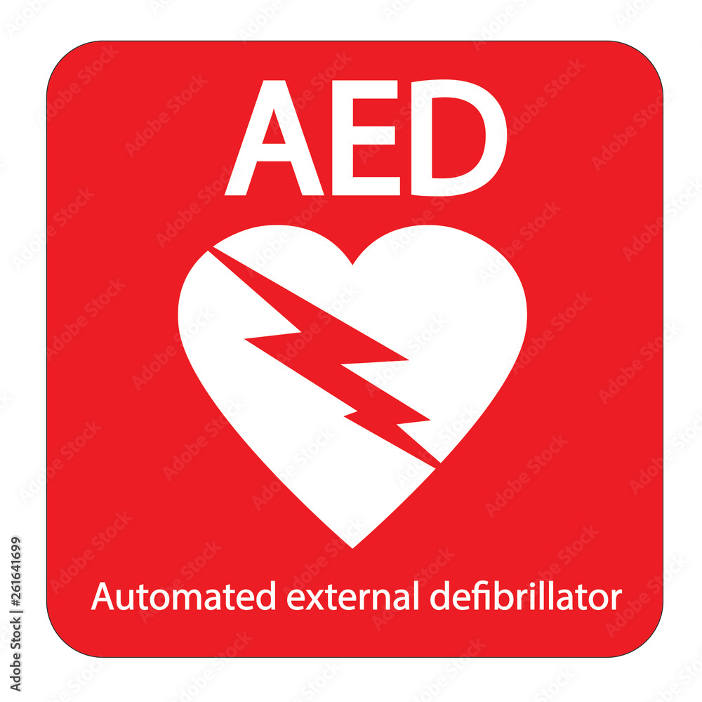 AED,automated external defibrillator / aed sign with heart and ...