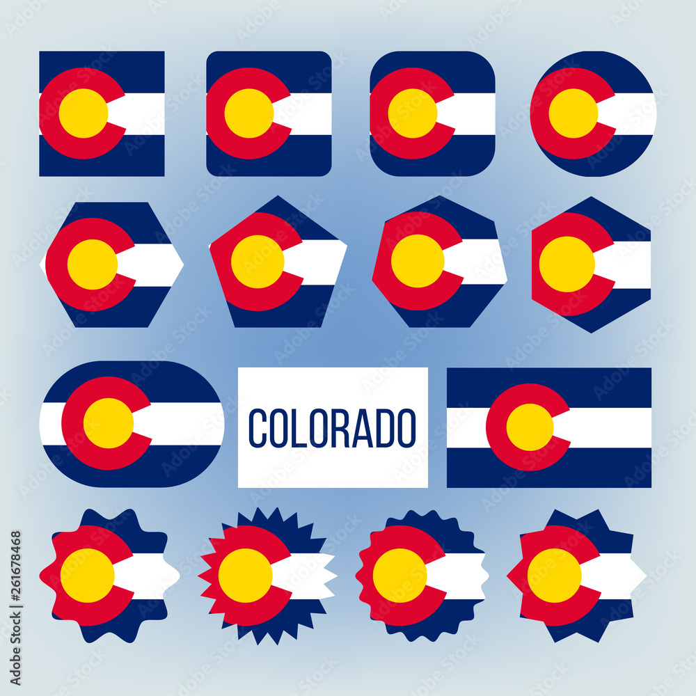Colorado State Various Shapes Vector Flags Set. Colorado Official ...