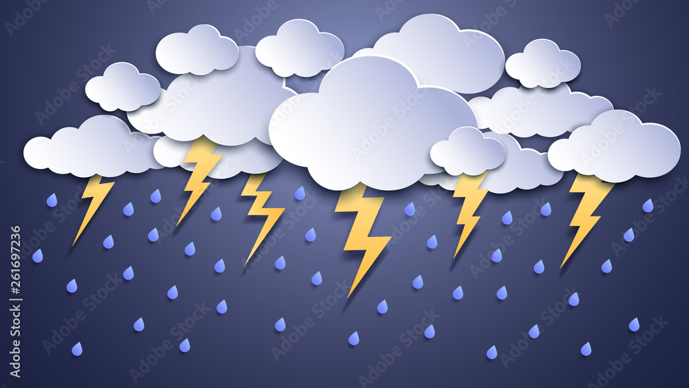 Summer thunderstorms. Storm clouds, thunderstorm lightning and rainy ...