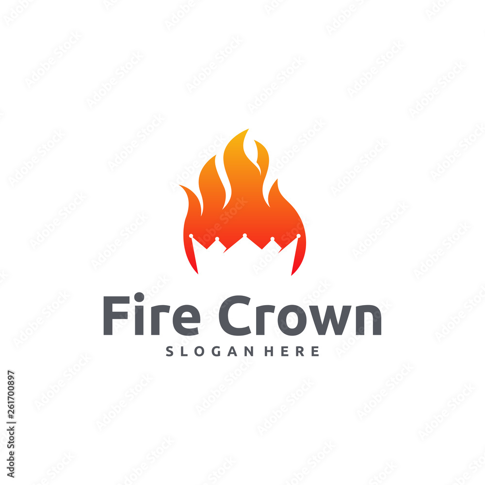 Fire Crown logo designs concept vector, Fire King logo template Stock ...
