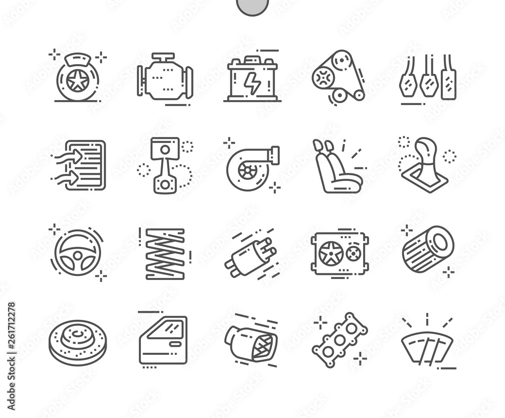 Auto parts Well-crafted Pixel Perfect Vector Thin Line Icons 30 2x Grid ...