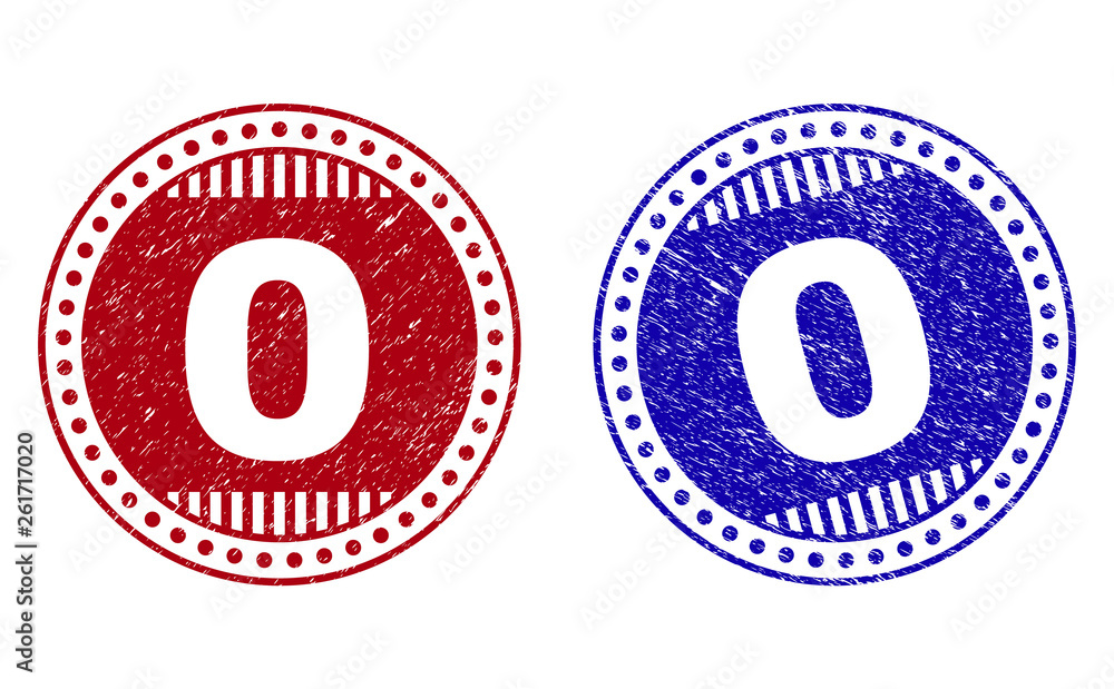 Grunge 0 round stamp seals isolated on a white background. Round seals ...