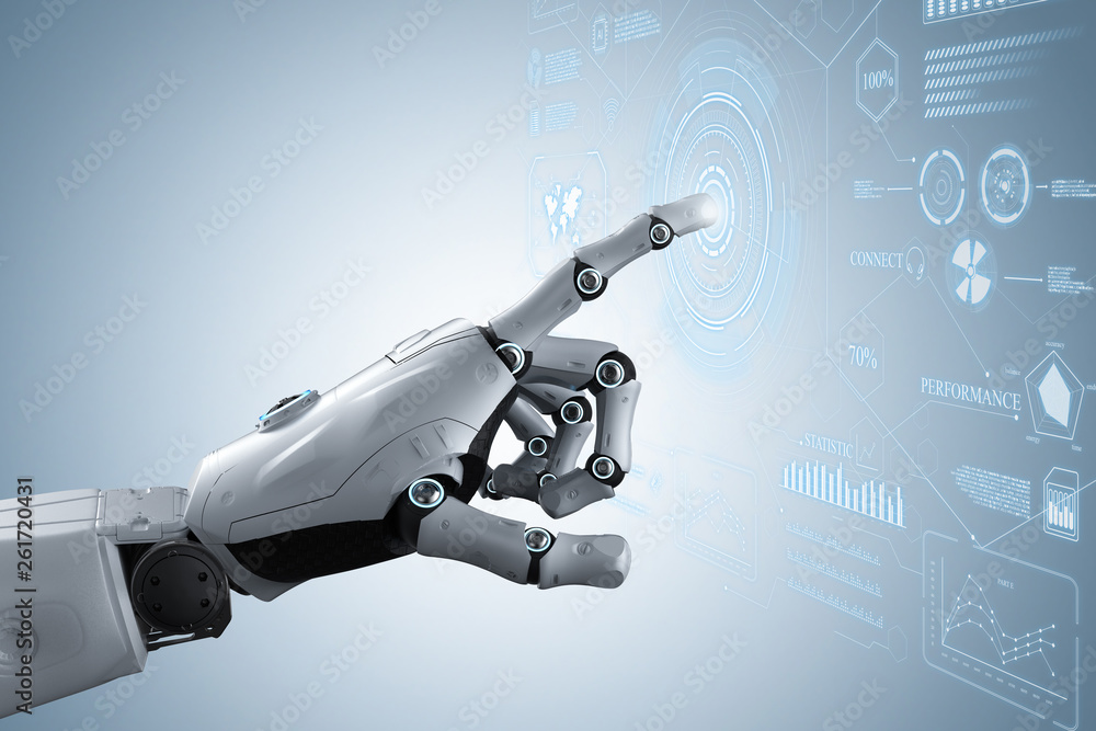 Robot hand with graphic display Stock Illustration | Adobe Stock