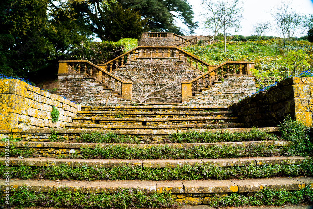 English manor house garden stairs Stock Photo | Adobe Stock
