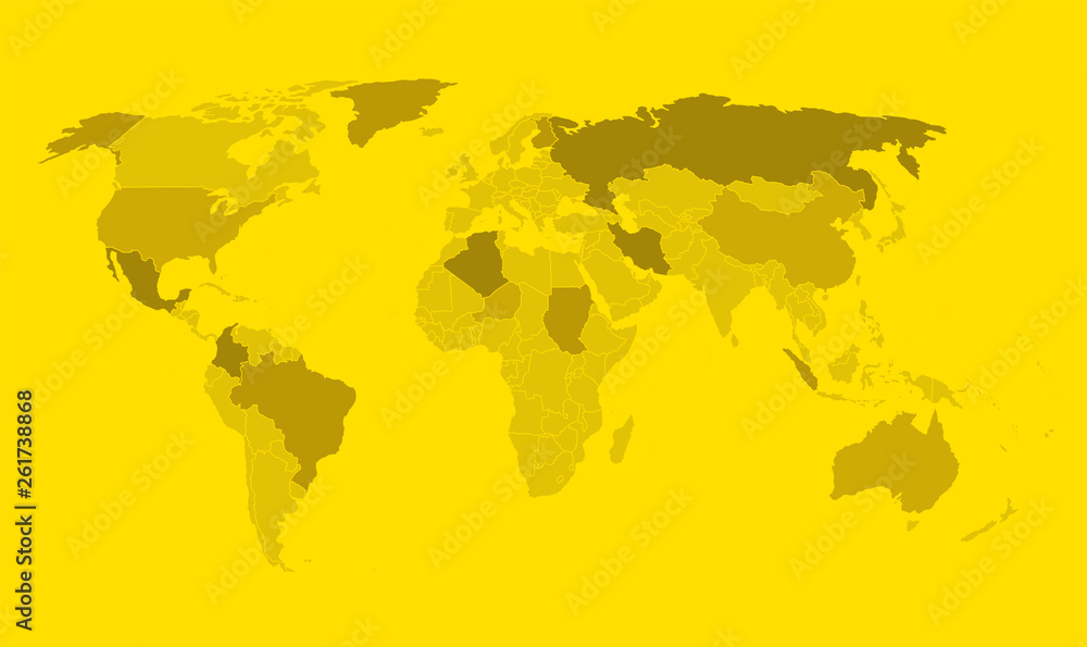 Cartoon pictures of world map on yellow background. Can use for ...
