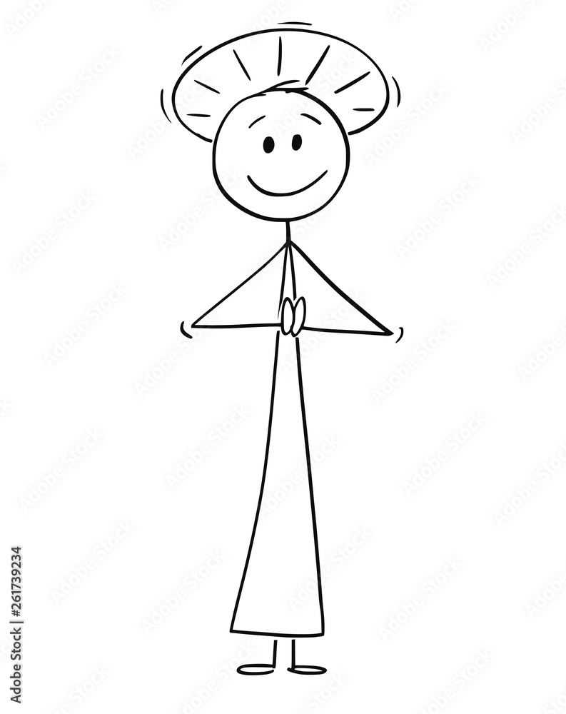 Cartoon stick figure drawing conceptual illustration of holy man or ...