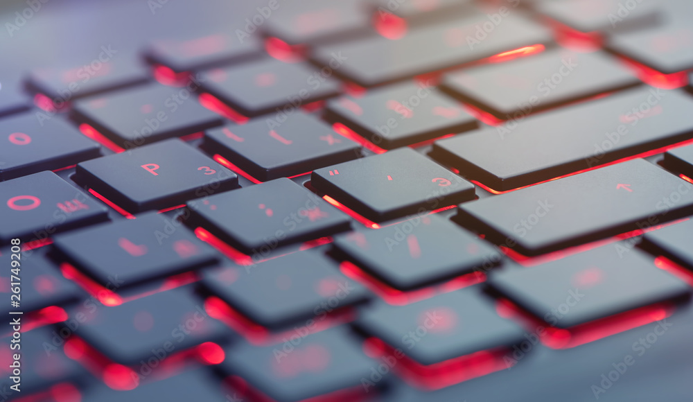 Modern red backlit keyboard, concept computer background Stock Photo ...