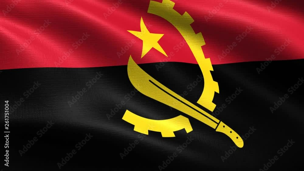 Realistic flag of Angola, Seamless looping with highly detailed fabric ...