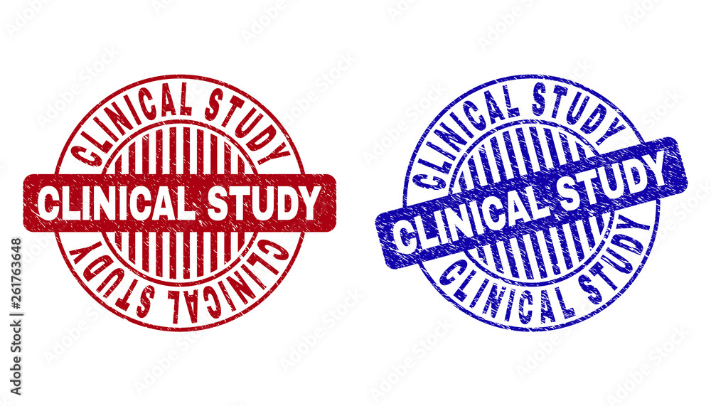 Grunge CLINICAL STUDY round stamp seals isolated on a white background ...