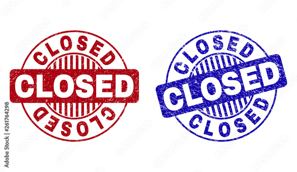 Grunge CLOSED round stamp seals isolated on a white background. Round ...