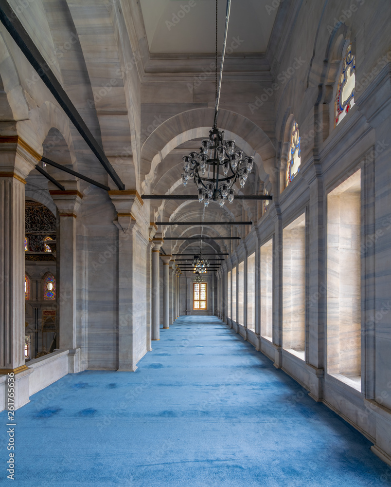Passage in Nuruosmaniye Mosque, a public Ottoman Baroque style mosque ...