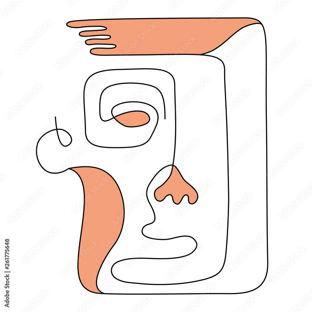 One line drawing face with hand. Modern minimalist art, aesthetic ...
